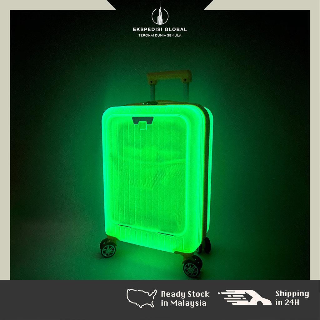 20 inch Travel Luggage Luminous for Carry On Suitcase Transparent Front ...