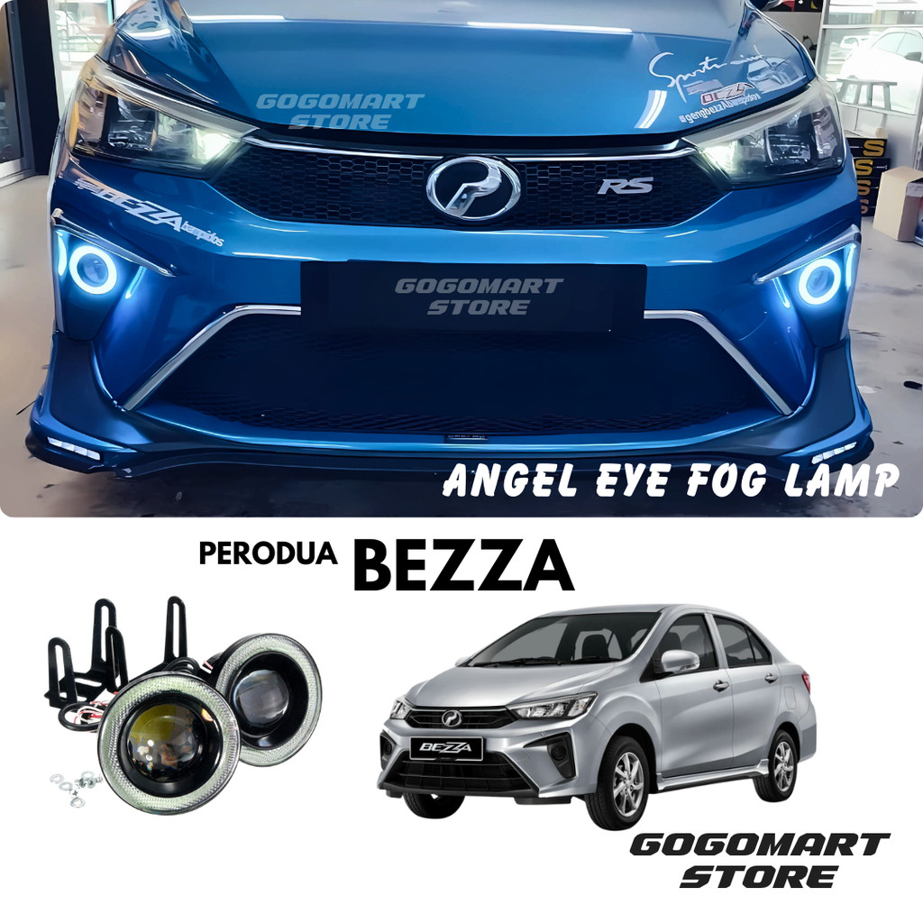 PERODUA BEZZA ANGEL EYE 2pcs LED Fog Lamp Spotlight Halo Ring Projector ...
