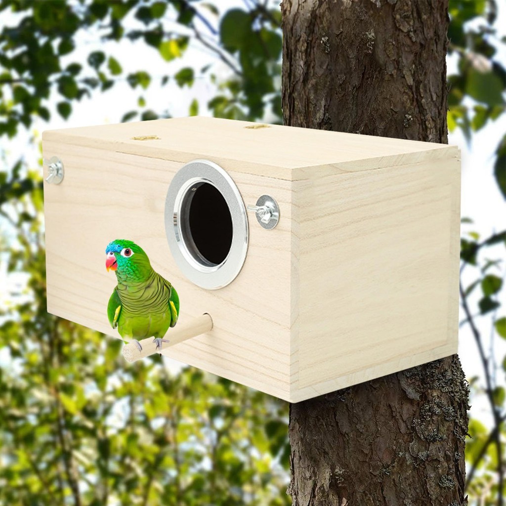 Parakeet Nest Box Wood Parakeet Bird Nest House Box for Nesting Nesting ...