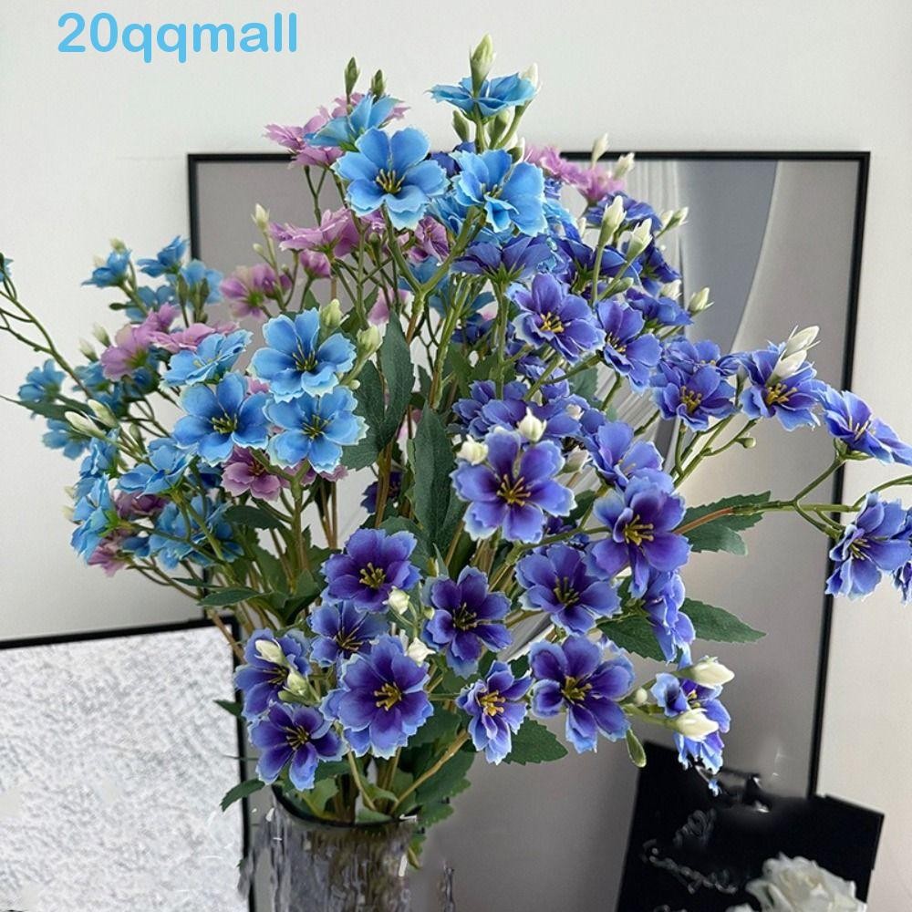 QQMALL Silk Flower Branch, Real Touch Luxury Artificial Ceratostigma ...