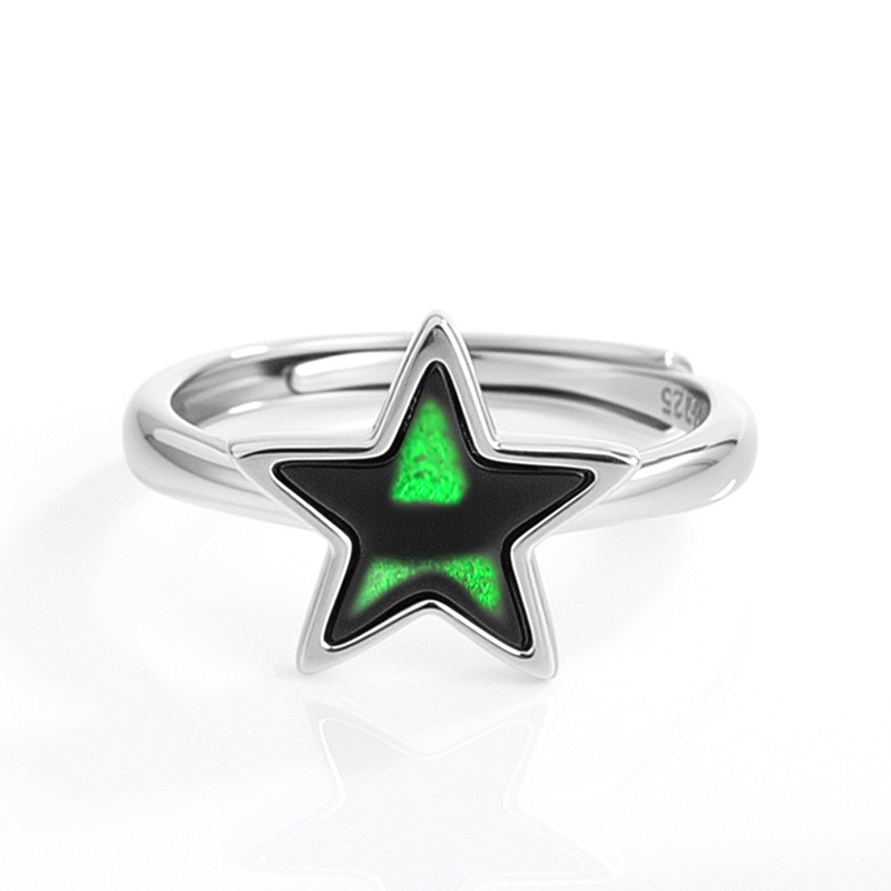 Mo Cui A Goods Star Ring 925 Silver Inlaid Jade Adjustable Natural ...
