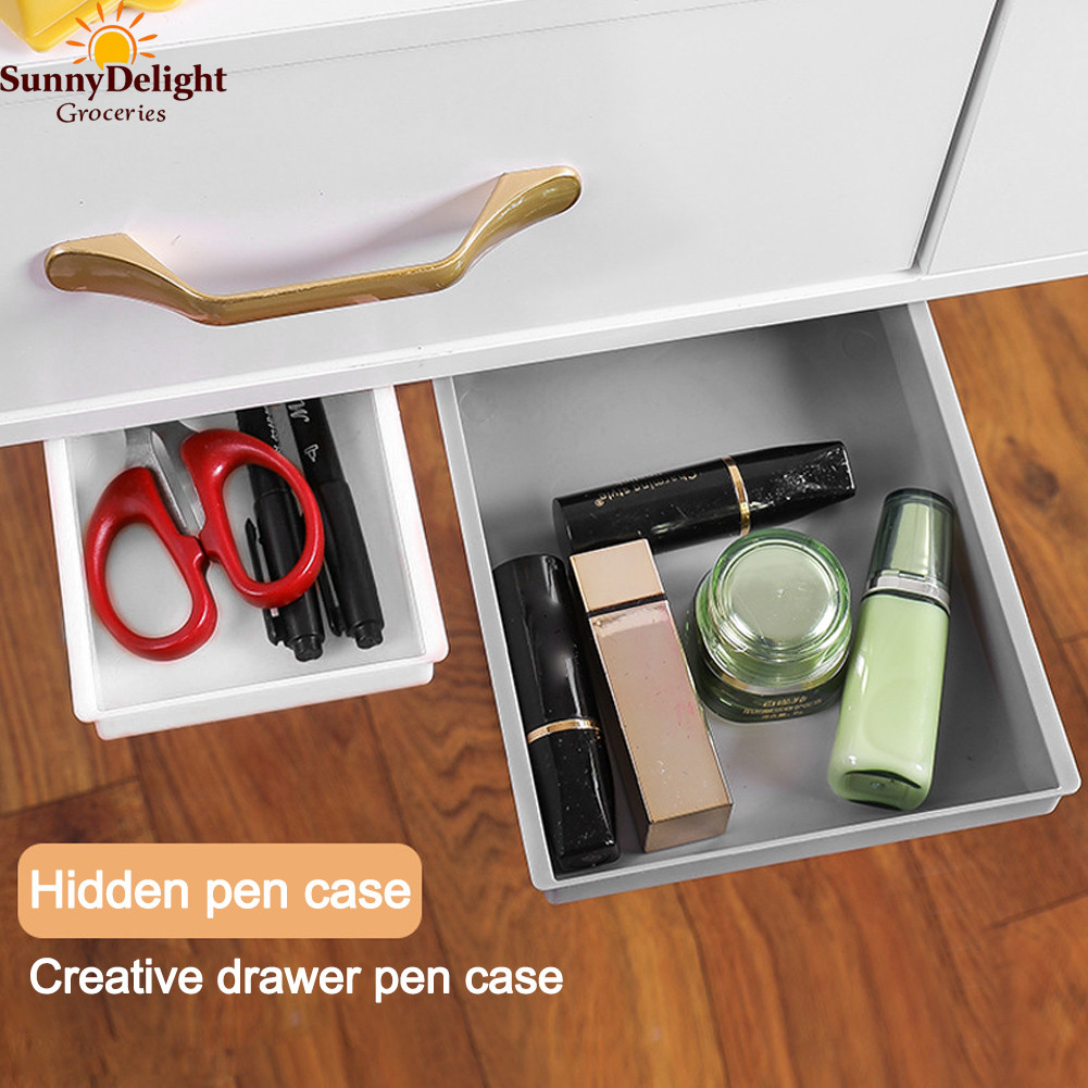 Under Table Drawer Organizer Box Self-adhesive Storage Box Self ...