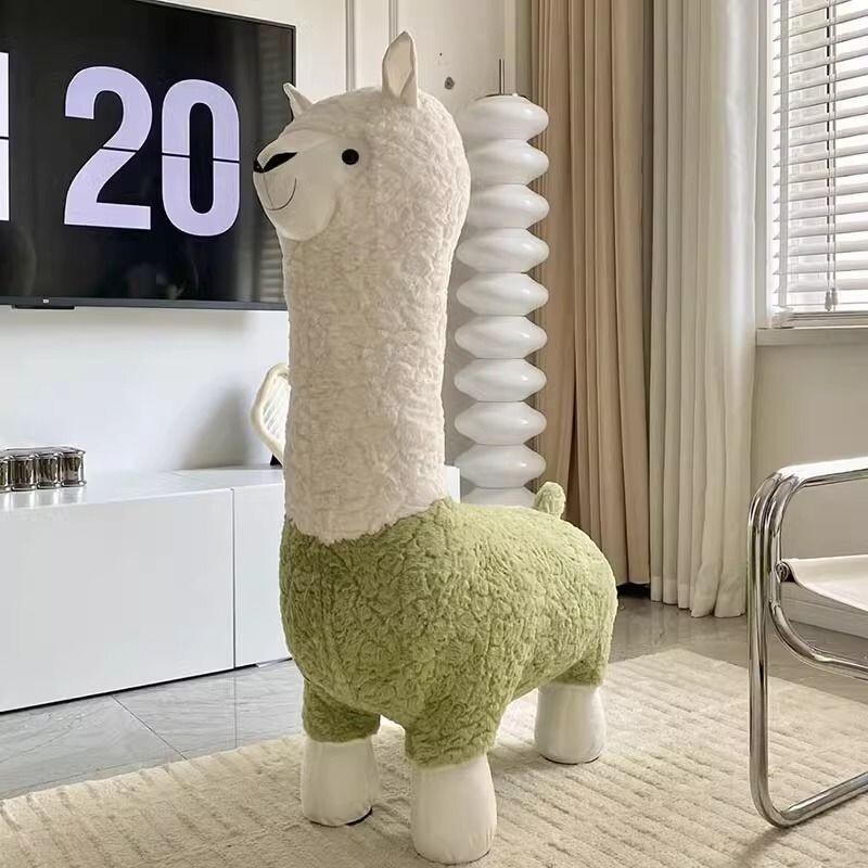 I Creative Large Alpaca Stool Living Room Floor Decoration Plush Animal ...