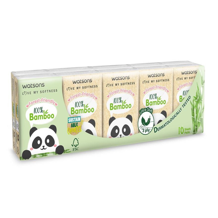 WATSONS Forest-Friendly Bamboo Mini Hankies 3plyx10shtx10s | Shopee ...
