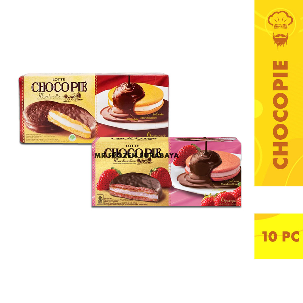 Lotte Chocopie Richeese Chocolate Pie Strawberry Pie 1 Box contains 12 ...