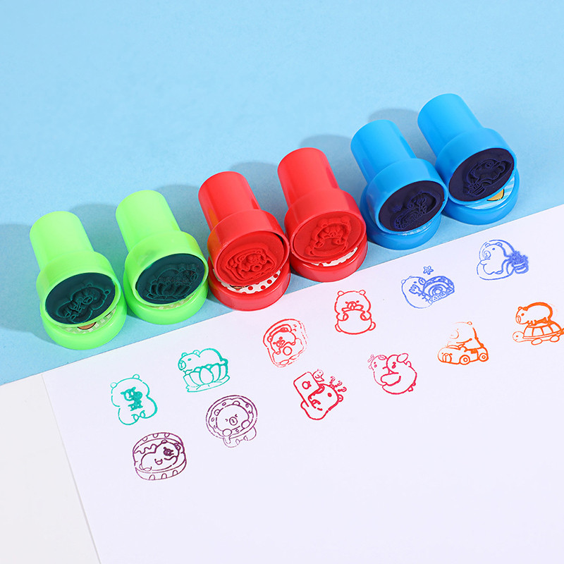 QwQ 12Pcs/Set Cartoon Kawaii Capybara Self-ink Stamps Cute DIY Paing ...