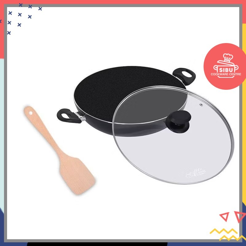 泰国斑马牌 Zebra Thailand 32cm Wisdom Non Stick Wok Pan With Glass Lid free ...