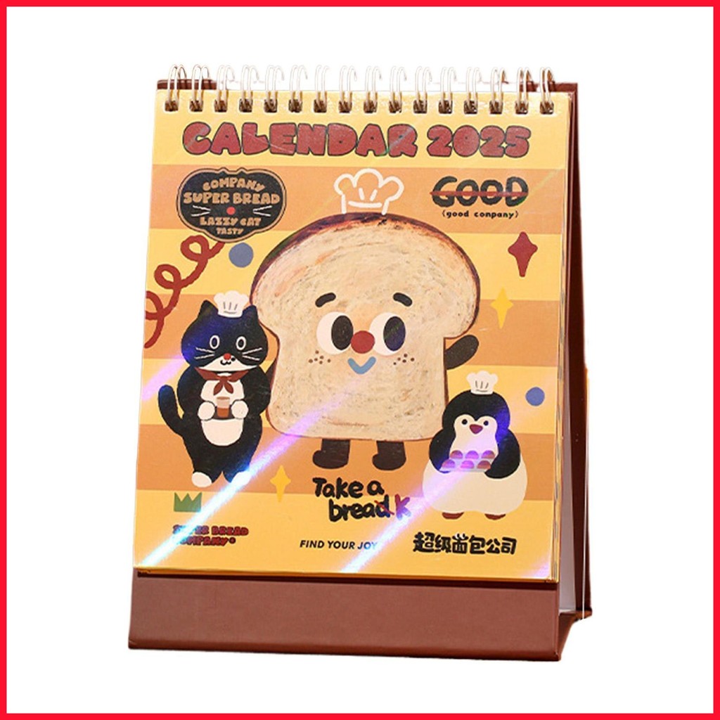 Cartoon Desk Calendar 2025 Bread Pattern Design 2025 Desk Calendar Tear ...