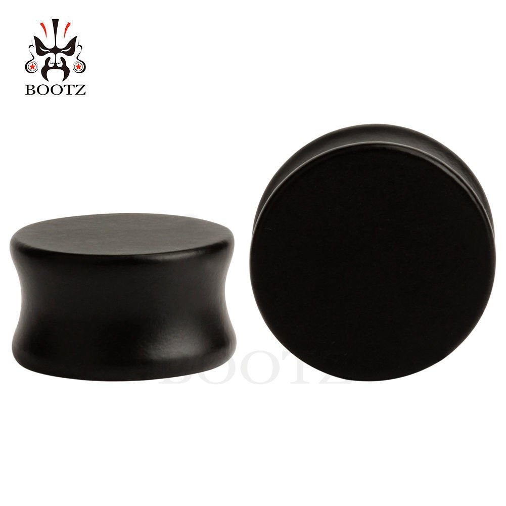 Kubooz Solid Plane Black Wood Ear Expander Earrings 8-50 Expander Ear ...