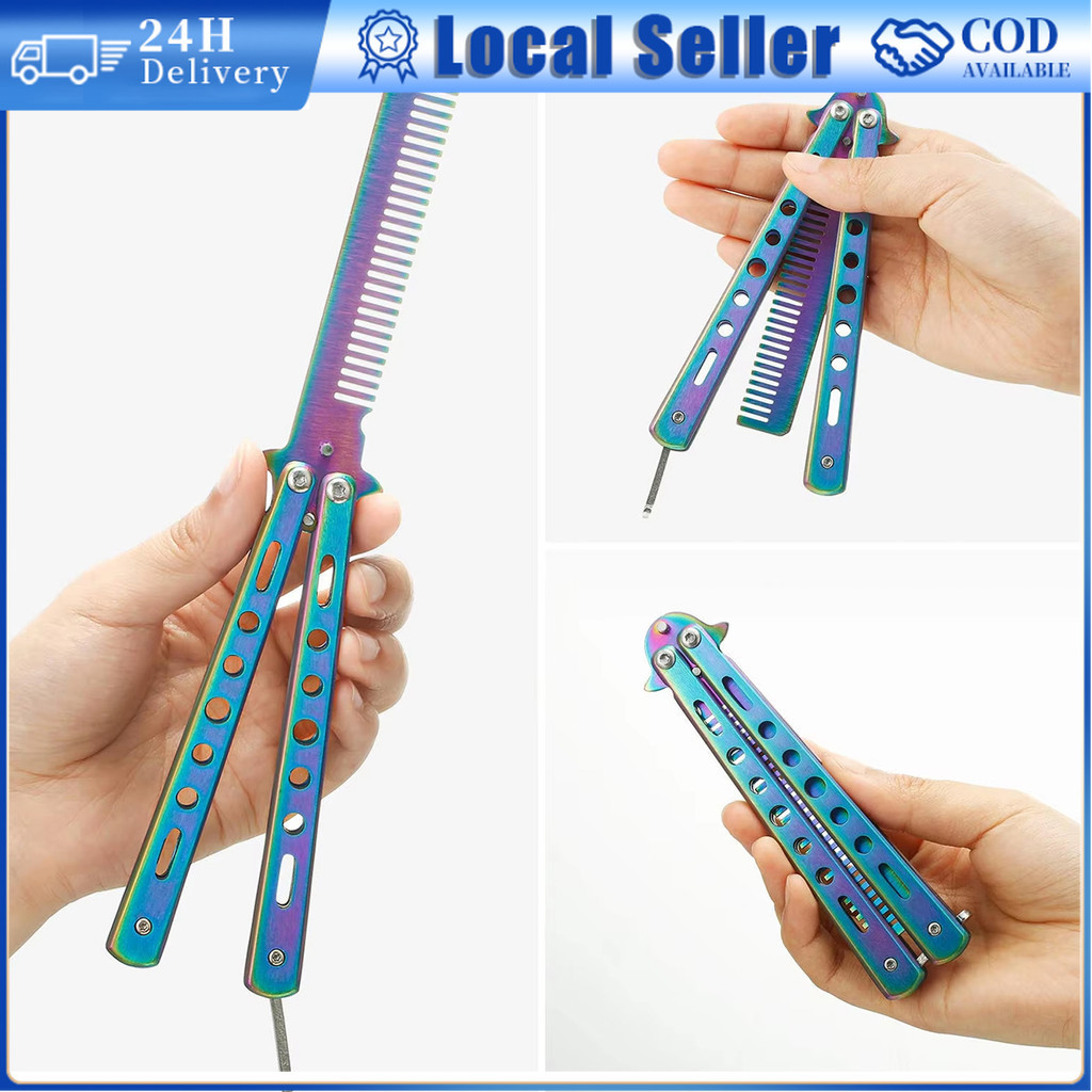 Stainless Steel Butterfly Knife Comb Foldable Comb Knife Comb for ...