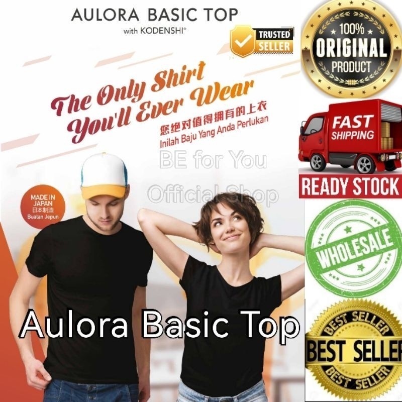 AULORA BASIC TOP unisex BLACK color with Kodenshi 100% BE Aulora Basic Top T-SHIRTS Baju Sihat ...