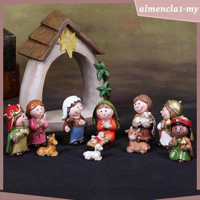 [AlmenclaabMY] 12x Nativity Scene Set Resin Catholic Jesus Nativity ...