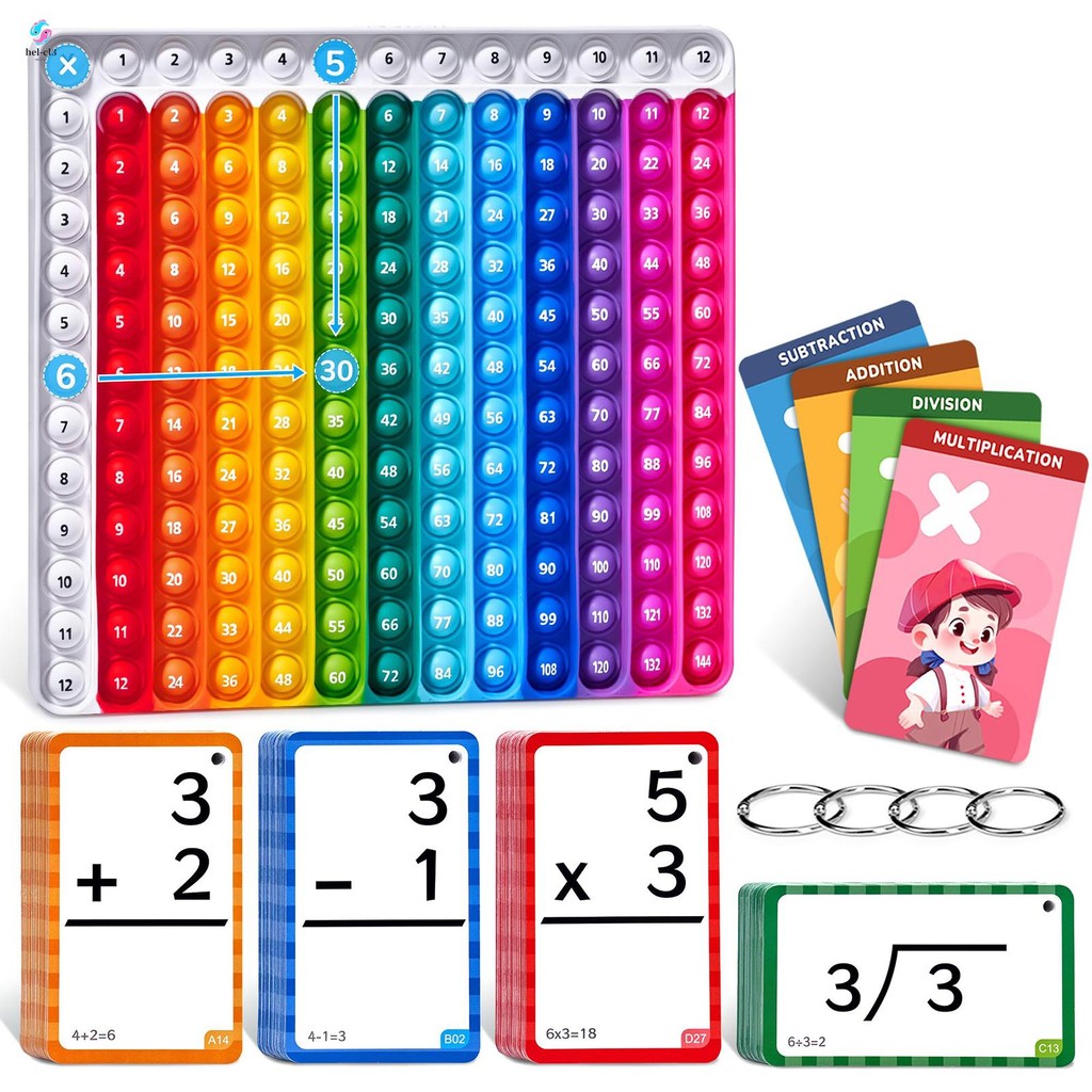 Math Flash Cards Pop Fidget Chart Multiplication & Division Games ...