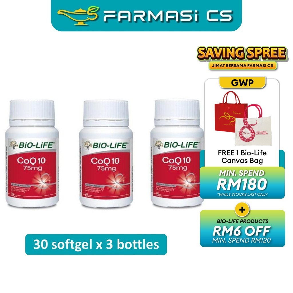 Bio-Life CoQ10 75mg 30s x 3 (TRIPLE PACK) EXP:09/2025 [ Farmasi CS ...