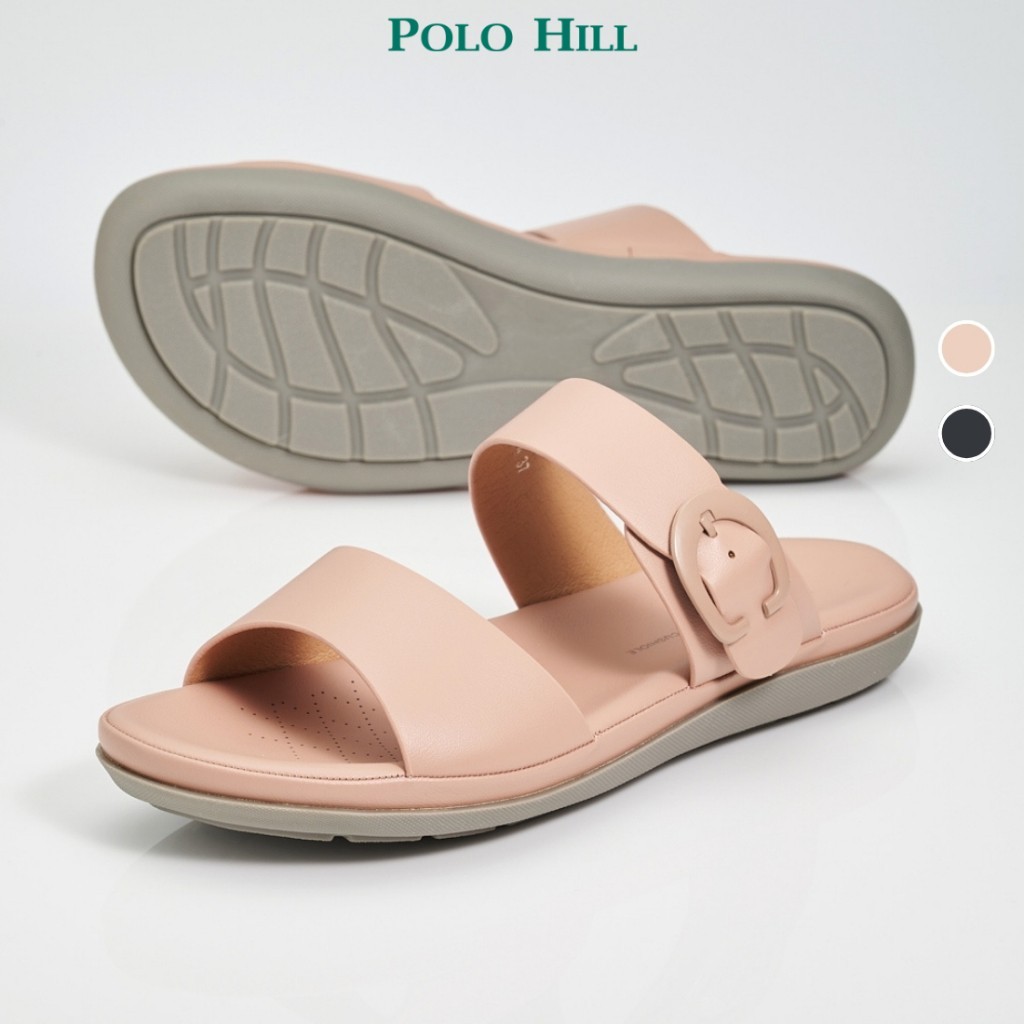 POLO HILL Ladies Two Strap Wide Base Slide Sandals PLSS-LS5341 | Shopee ...