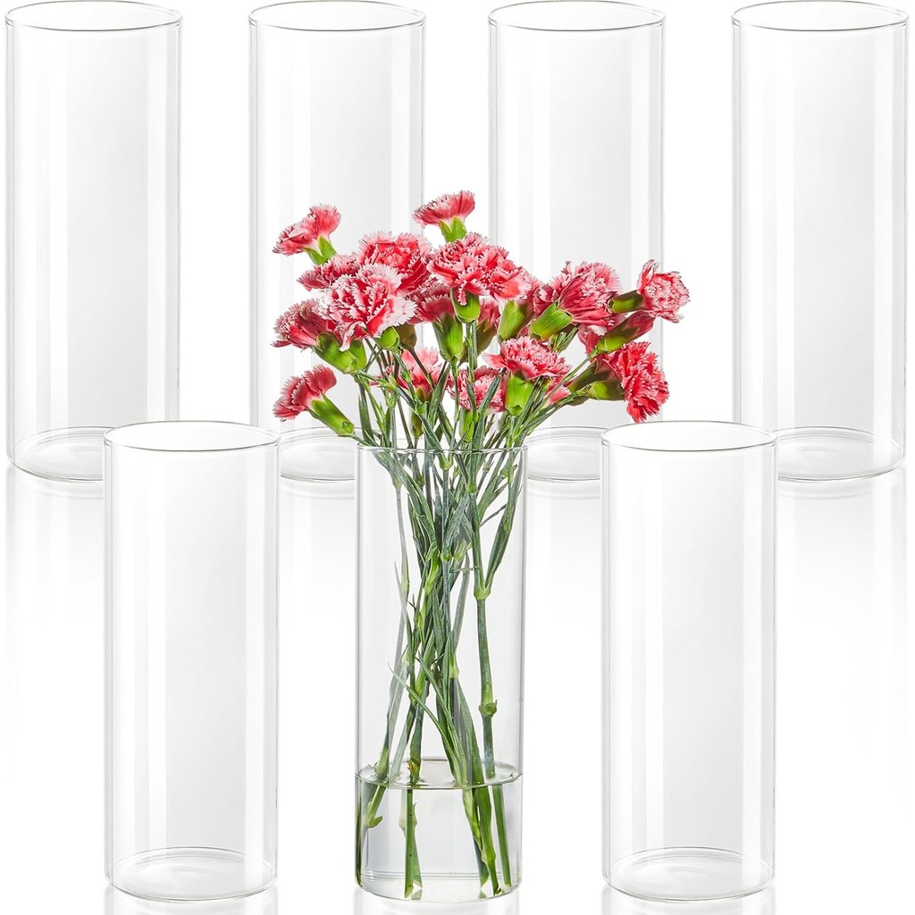 7 unit pasu silinder kaca untuk Centerpieces - 10 inci pasu kaca tinggi ...