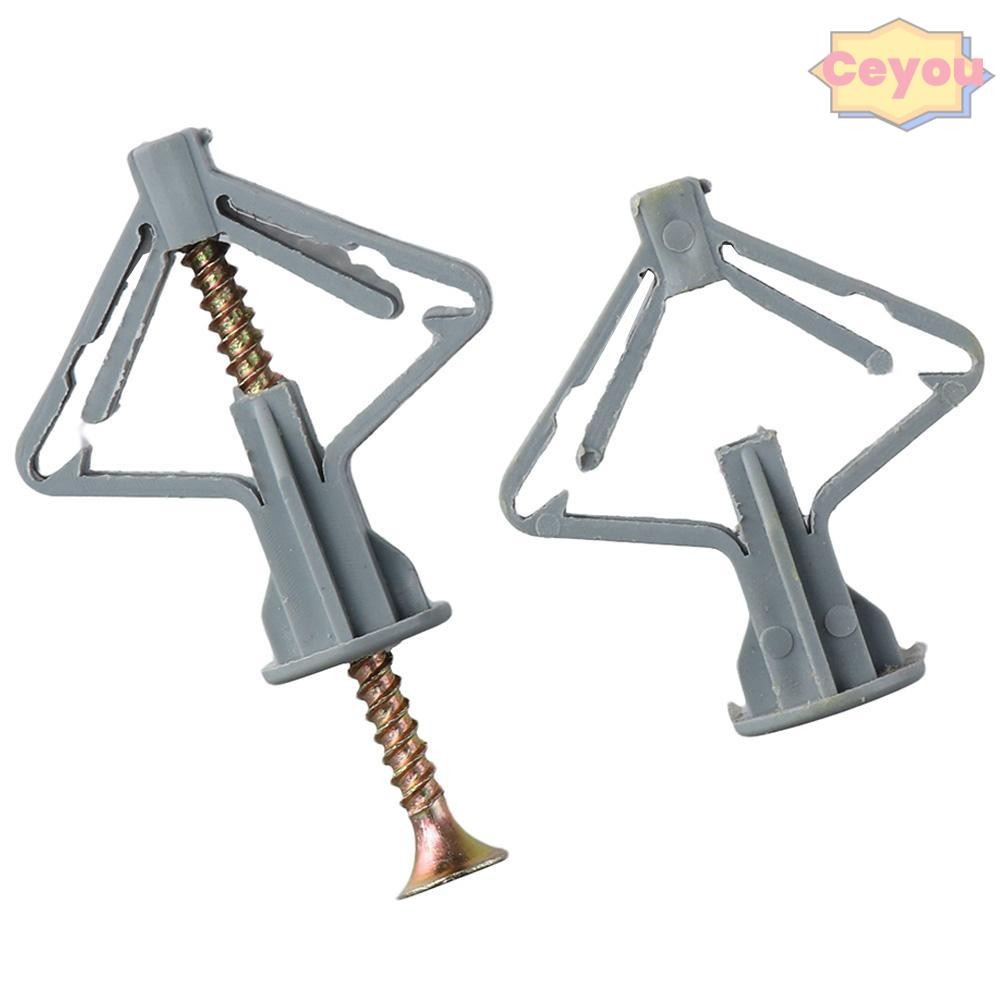 CEYOU 100 PCS Drywall Anchor Kit, Grey Plastic Hollow Wall Anchors ...