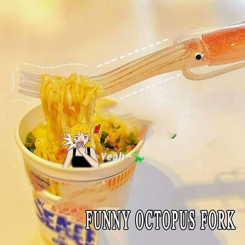 Funny Octopus Fork Instant Noodles Simulation Creative Squid Fork ...