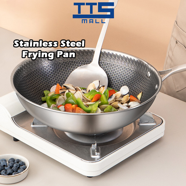 26/28/30/32CM Stainless Steel Honeycomb Nonstick Pan Single Handle ...