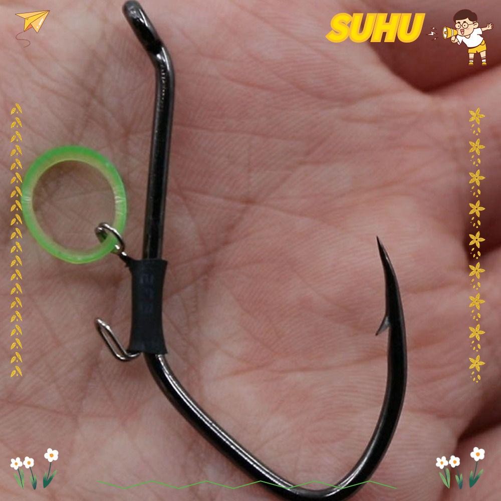 SUHU 10pcs High-carbon Steel Fishhook, Wide Gap Pickerel Live Shrimp ...