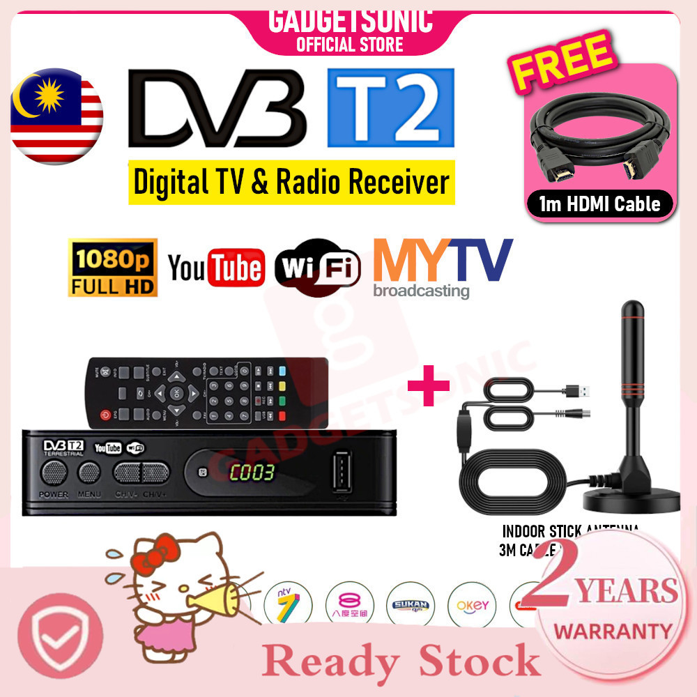 【Local Stock】DVB T2 Myfreeview HDTV Digital TV Receiver HD 1080 Top Box ...