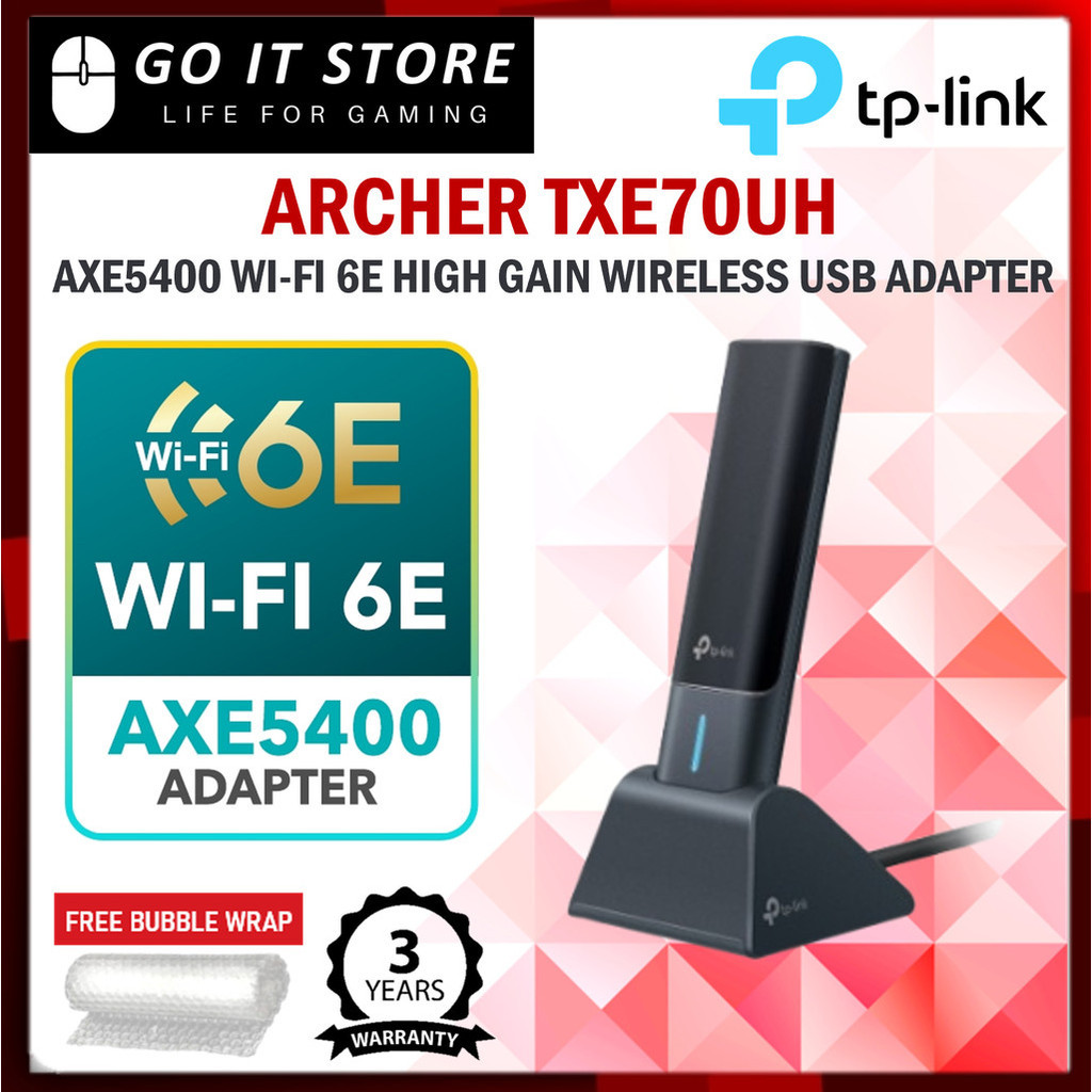 TP-Link Archer TXE70UH AXE5400 Wi-Fi 6E High Gain Wireless Tri-Band USB 3.0 USB Adapter | Shopee ...