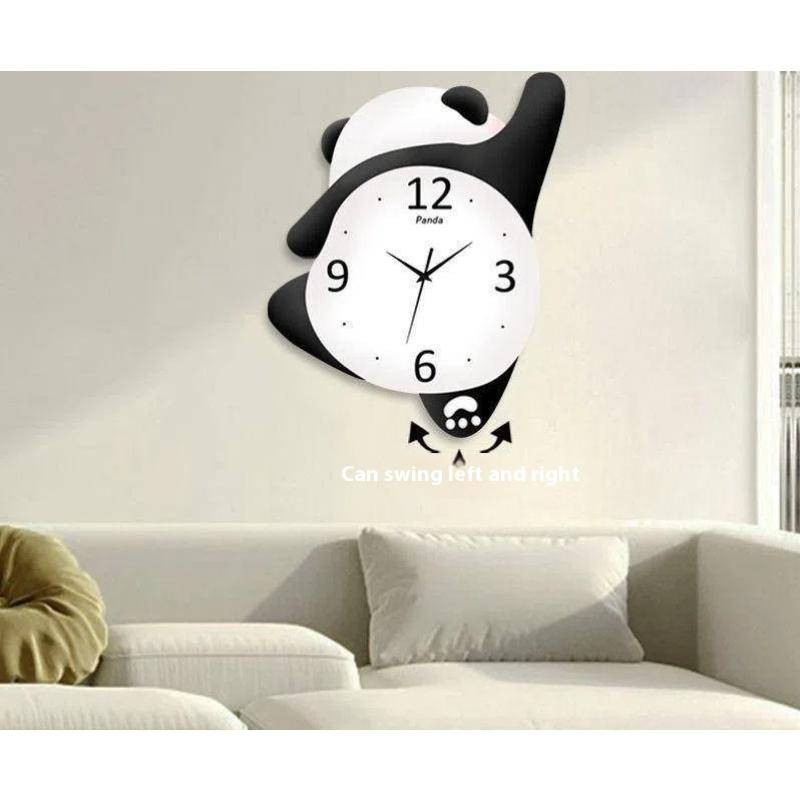 Panda wall clock with swinging feet, simple and modern living room ...