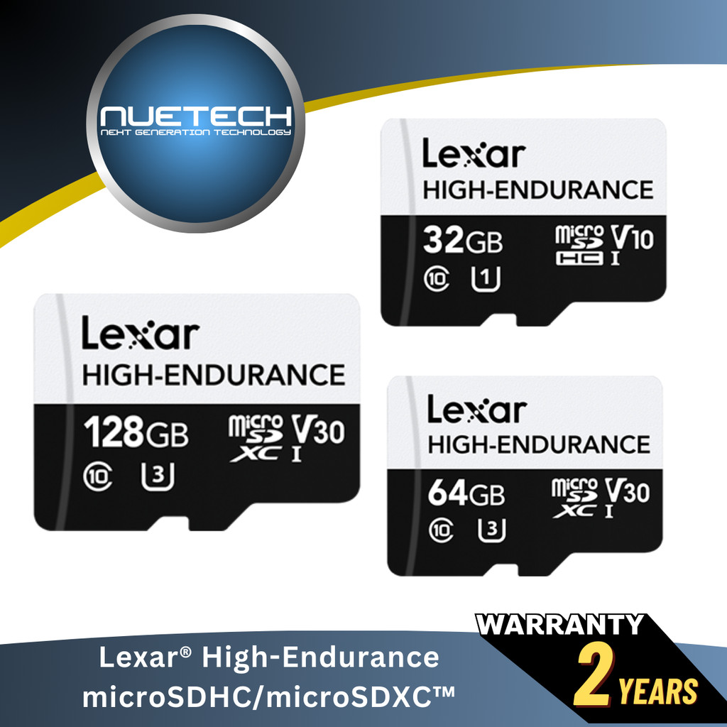 Lexar 32GB/64GB/128GB High-Endurance microSDHC/microSDXC UHS-I Card, C10, U3, V30 (R 100MB/s ...