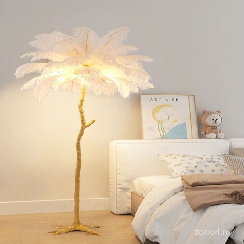 Living Room Bedroom Feather Floor Lamp French Influencer Live Streaming ...