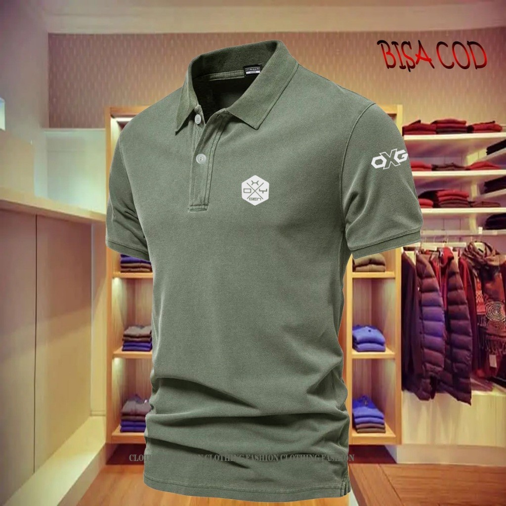 PUTIH Oxygen BLOK Logo Collar Polo T-Shirt Text WHITE Wangki Distro ...