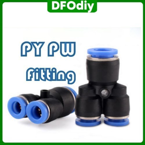 DFOdiy PY PW Pneumatic Fitting Y Shaped 4mm 6mm 8mm 10mm 12mm 14mm Hose ...