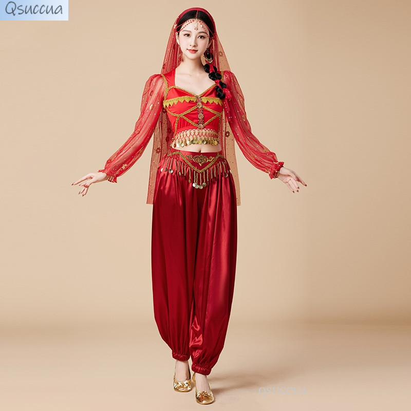 Qsuccua Adult Ladies Indian Belly Dance Princess Jasmine Cosplay Stage ...