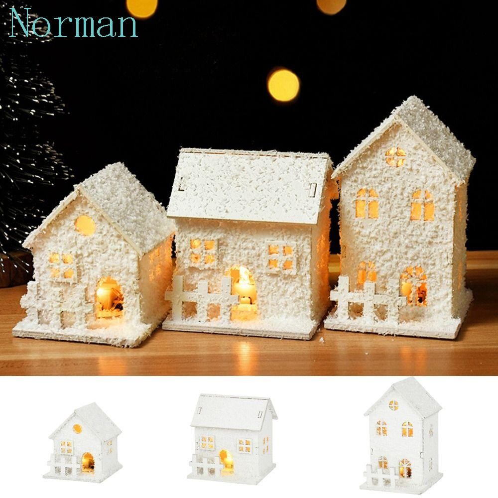 NORMAN Christmas LED Light Wooden House, with Snowflake Mini Glowing ...