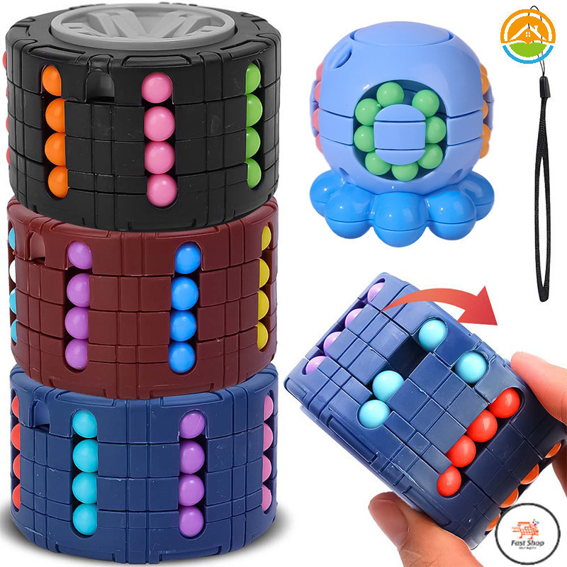 FS 3D Cylinder Cube Toy Magical Bean Gyro Rotate Slide Puzzle Games ...