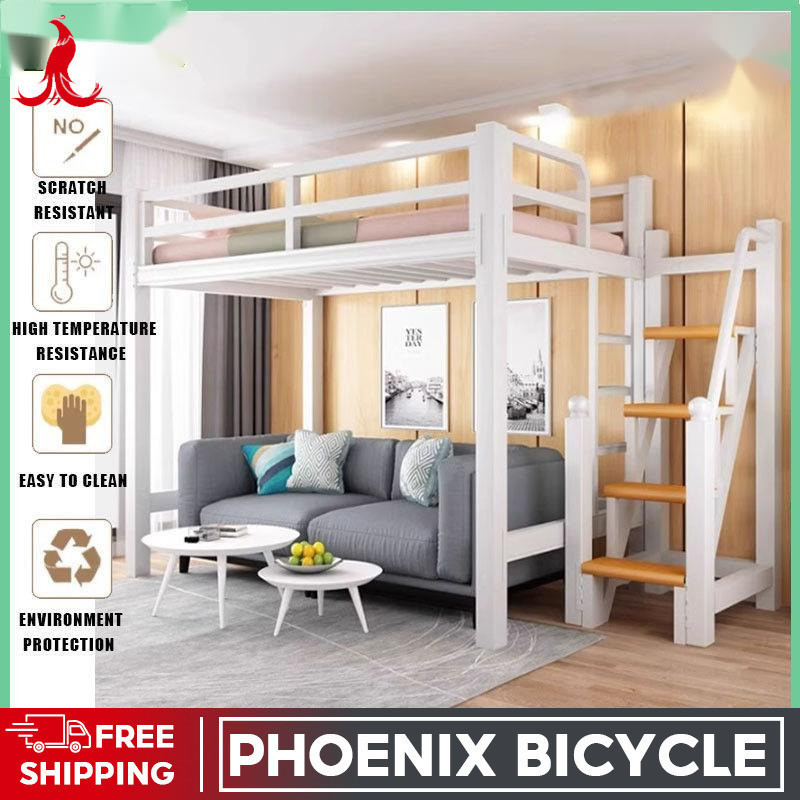 Bed With Double Upper Double-Deck Floor Lower Loft Multifunctional Iron ...
