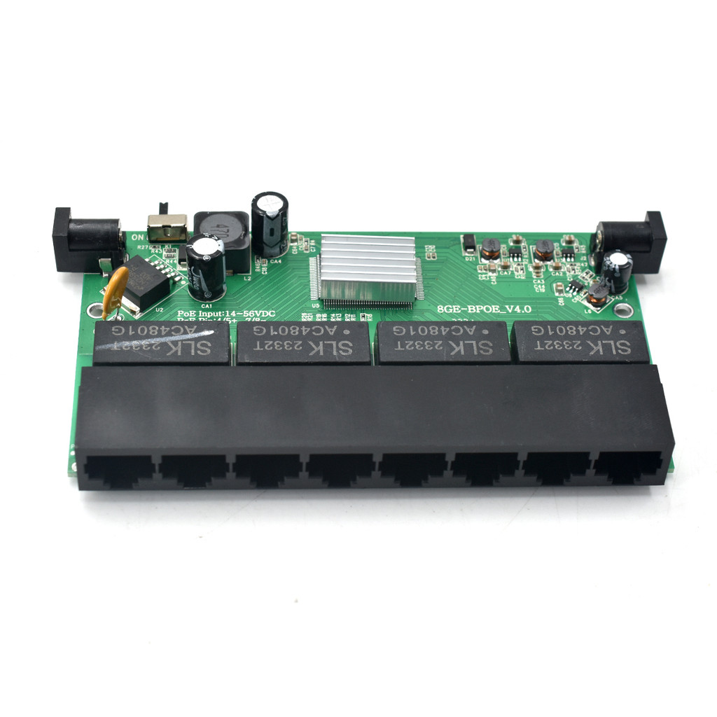 Wanglink FTTH GPON EPON Vlan 10/100/1000M 8 port Reverse POE Switch PCB ...