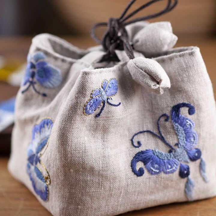 Kit Sulaman Tangan Set Buatan Tangan DIY Corak Rama-rama Set Teh Linen ...