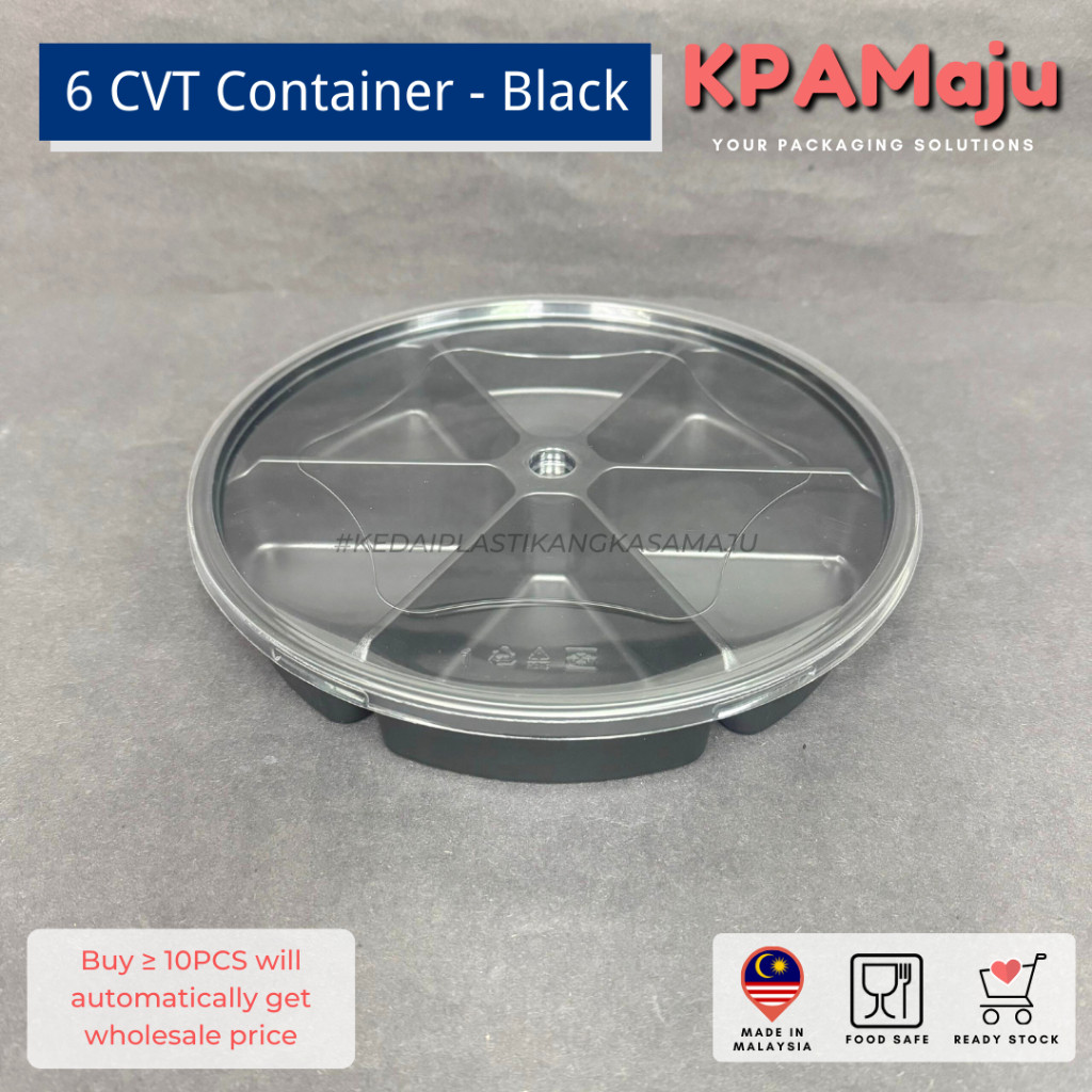 6 Cavity Container (BLACK) w/ Lock - Bekas Kuih Raya / Cookies Plastic ...