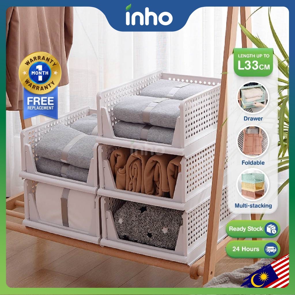 INHO Foldable Clothes Drawer Rack Stackable Layered Partition Storage ...