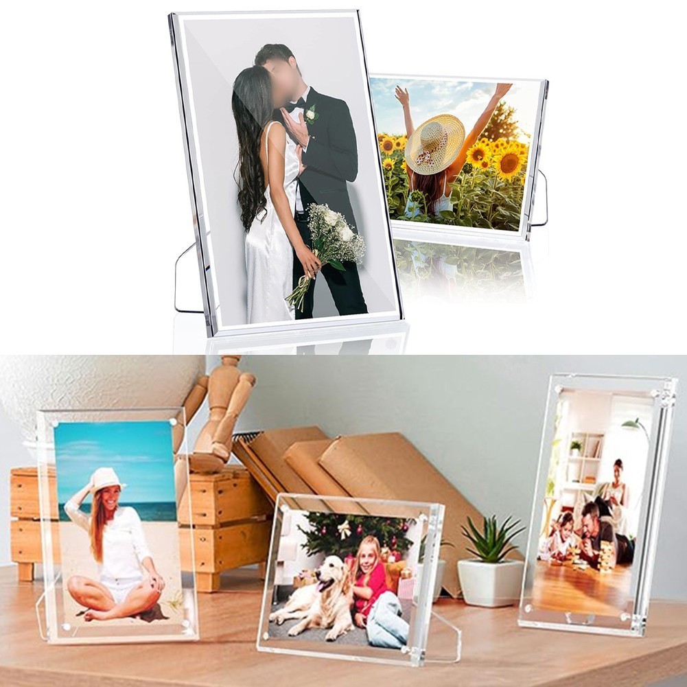 Acrylic Desktop Display Stand Transparent Photo Frame Magnetic Display ...