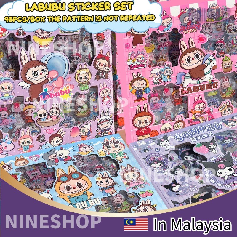 Sanrio Kuromi Labubu Sticker 100pcs Cute Set DIY Gift Box Cinnamoroll ...