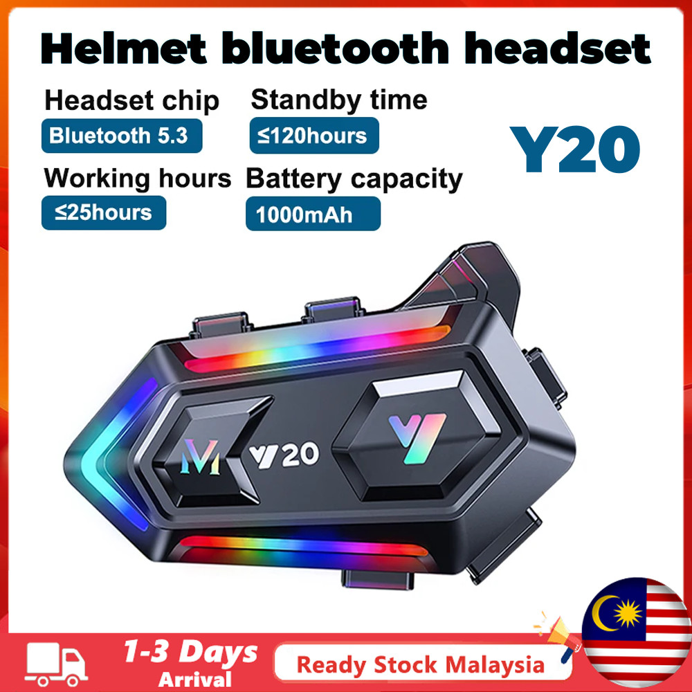 (Malaysia Stock) Y20 Motorcycle Helmet Headset Radom RGB Lighting Hands ...