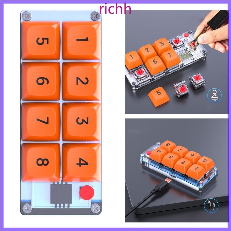 Richh Ergonomic One Hand Gaming Keyboard Programmable Macro Keypad ...