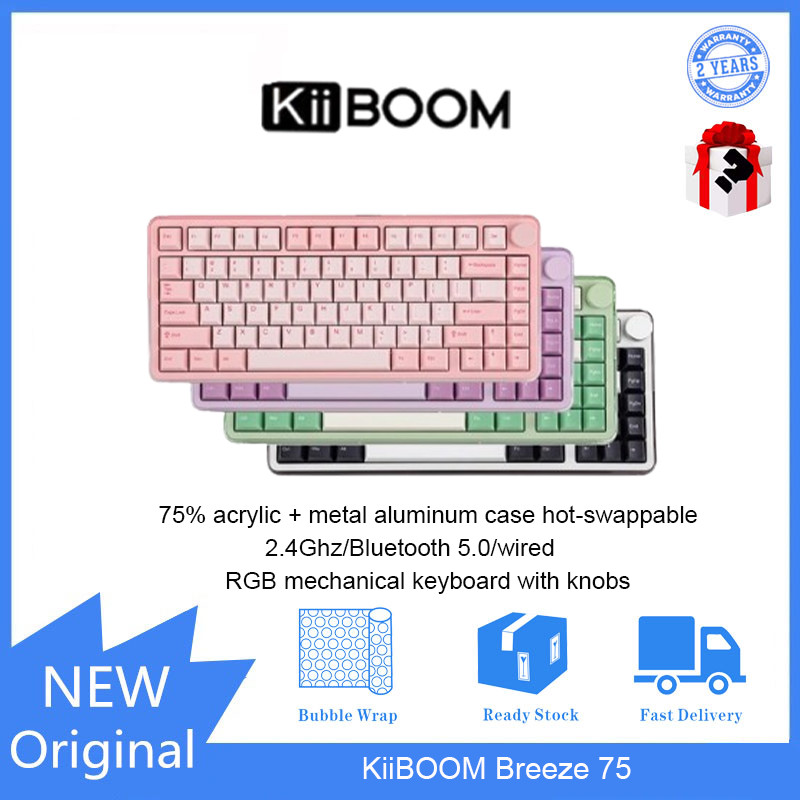 KiiBOOM Breeze 75 Metal Acrylic Mechanical Keyboard Tri-Mode Wireless ...