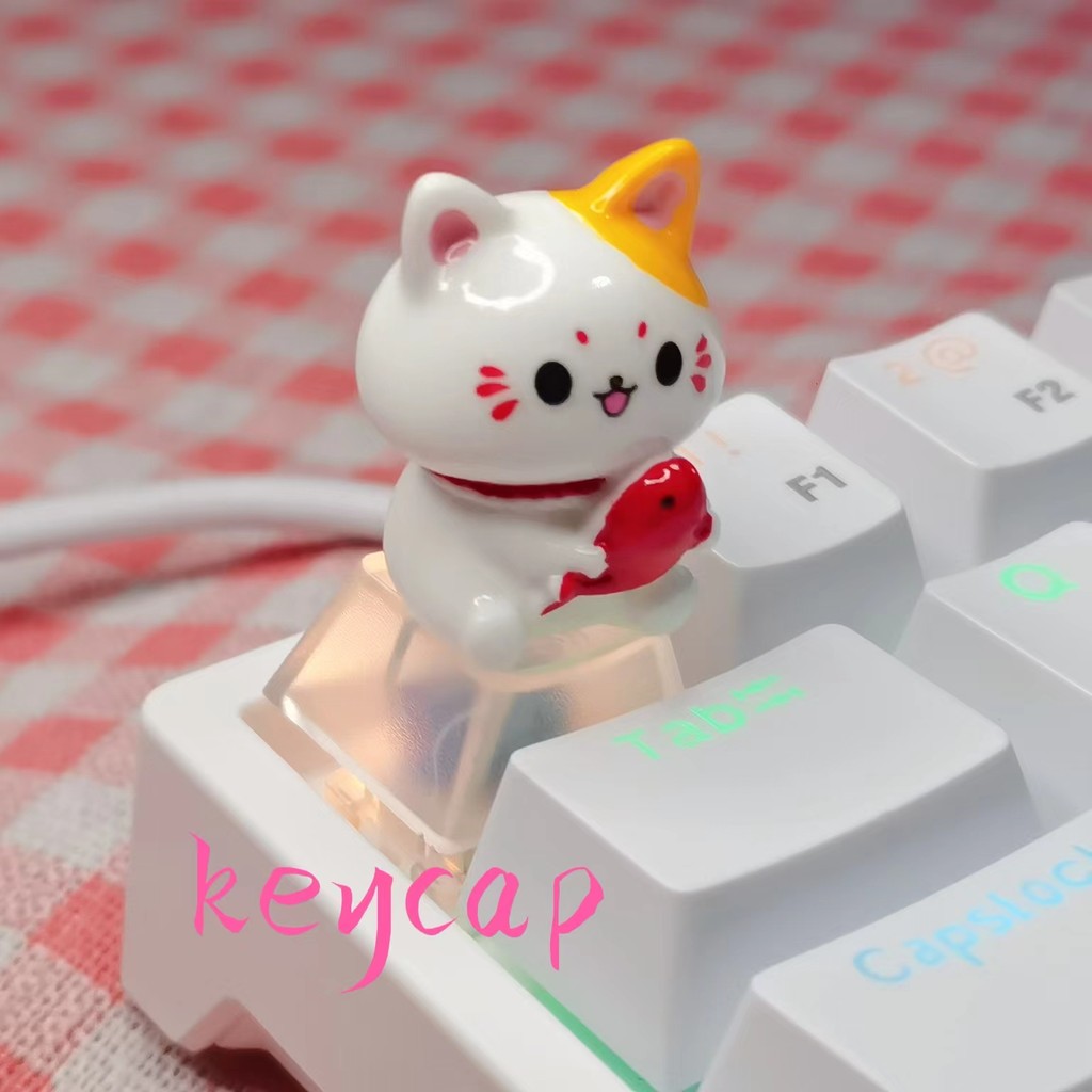 Lucky Cat Keycap ABS Keycap Cute Backlight Cat ESC Keycap Suitable for ...