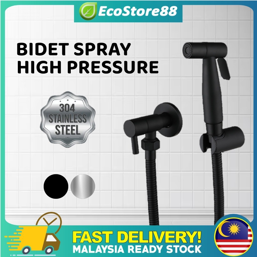 Bidet Spray Set Stainless Steel Hand Bidet Two Way Tap Faucet Bathroom ...