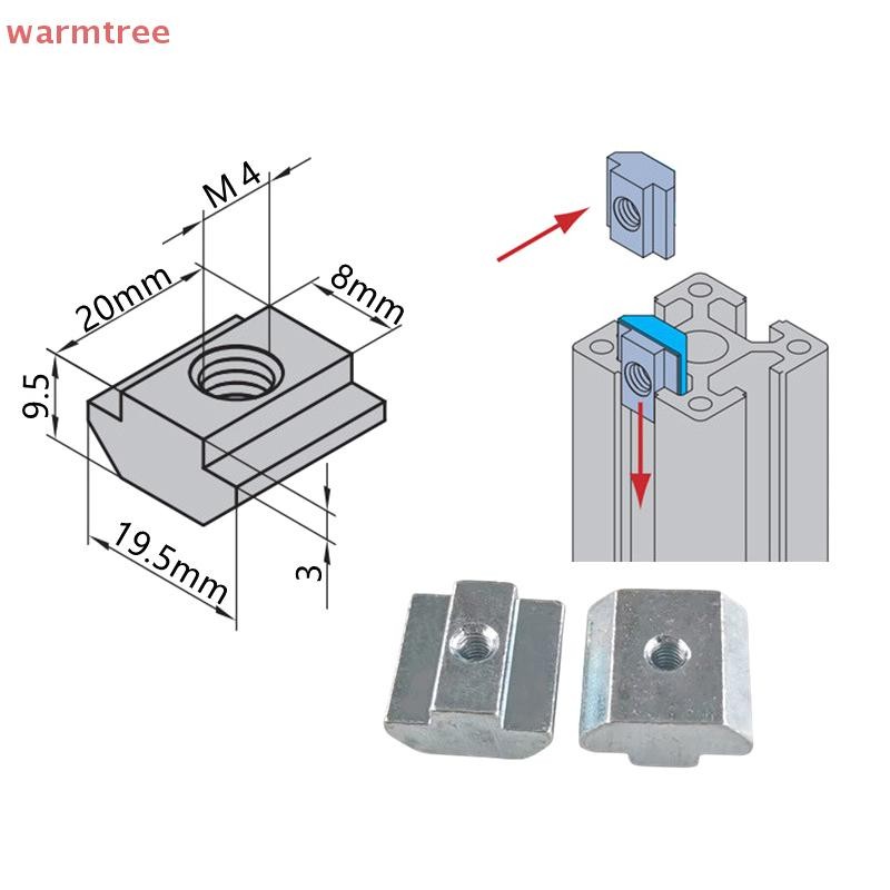 (warmtree) 50pcsM3 M4 M5 T Slide Nut Fastener Galvanized T-Slot Nuts ...