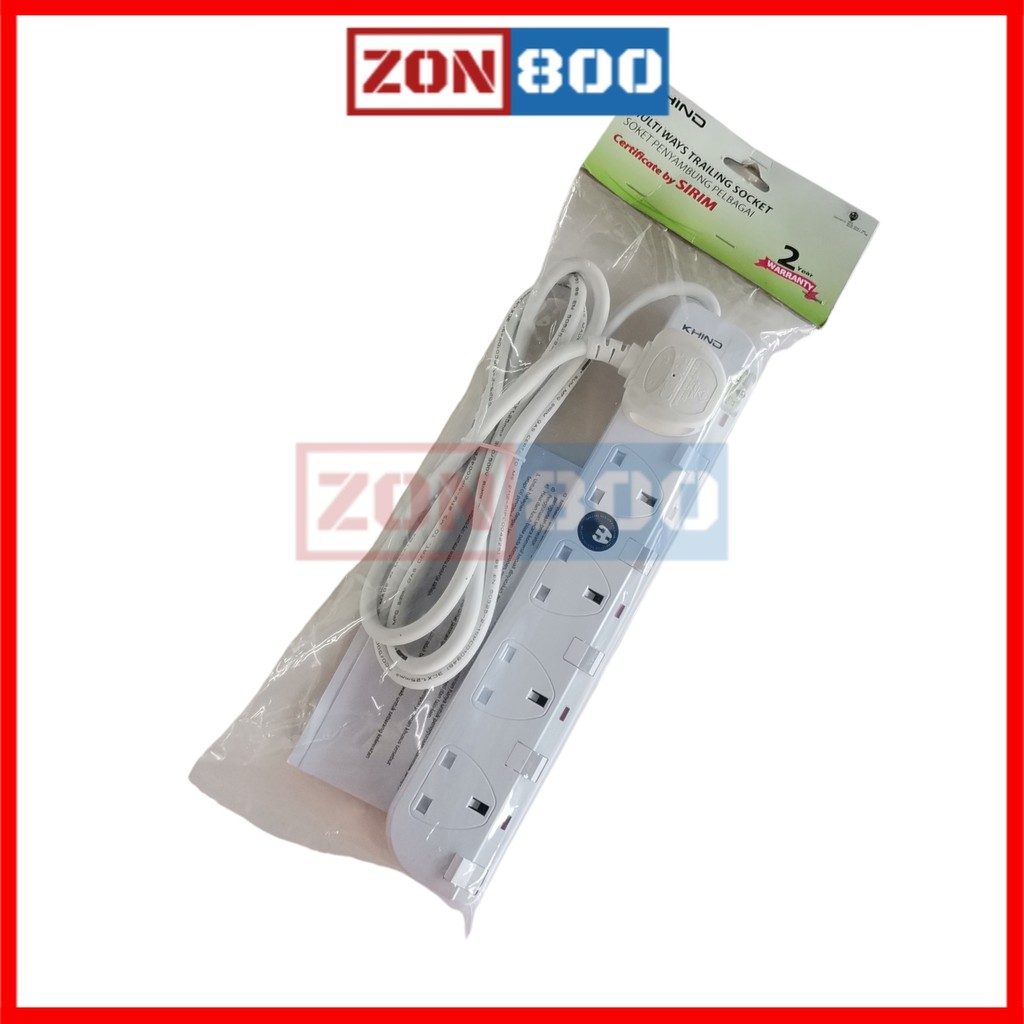 Khind Extension Socket Sirim (3250W) 2.0m Trailing Socket 2 Year ...