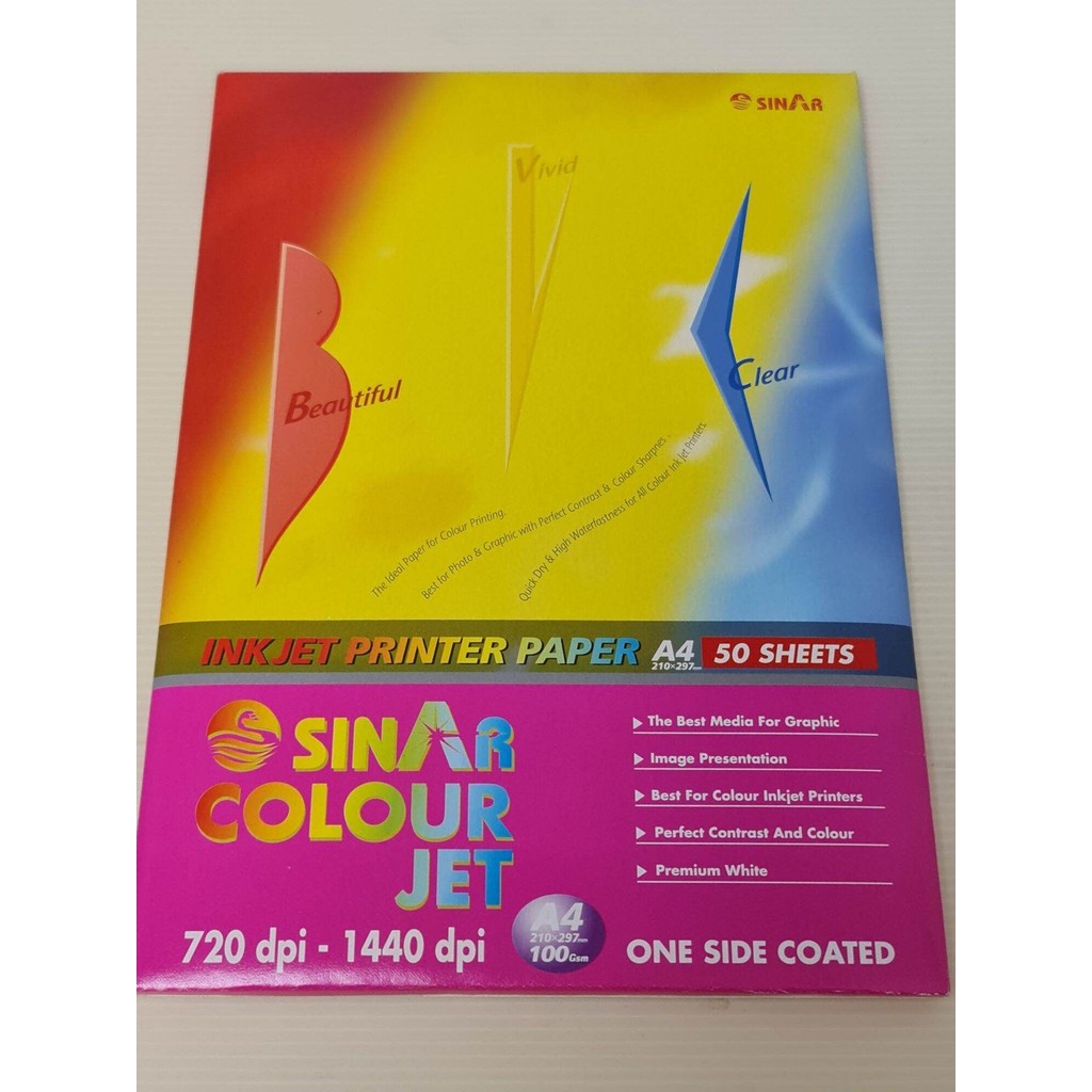 SINAR PHOTO PAPER MATTE INKJET COATED PAPER A4 SIZE 100GSM (50s/PACK ...