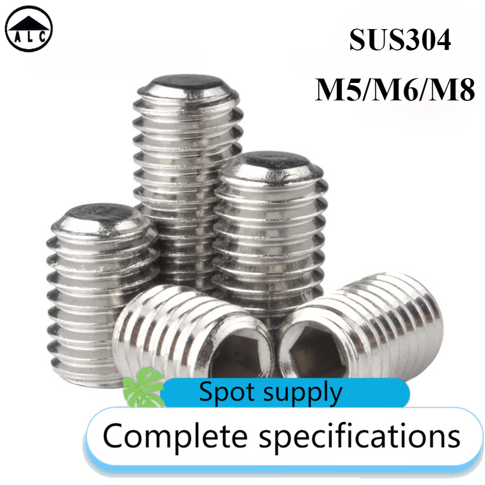 [ALC] 304 Stainless Steel Flat End Fixing Screw Hexagon Socket Top Screw Headless Machine Meter ...